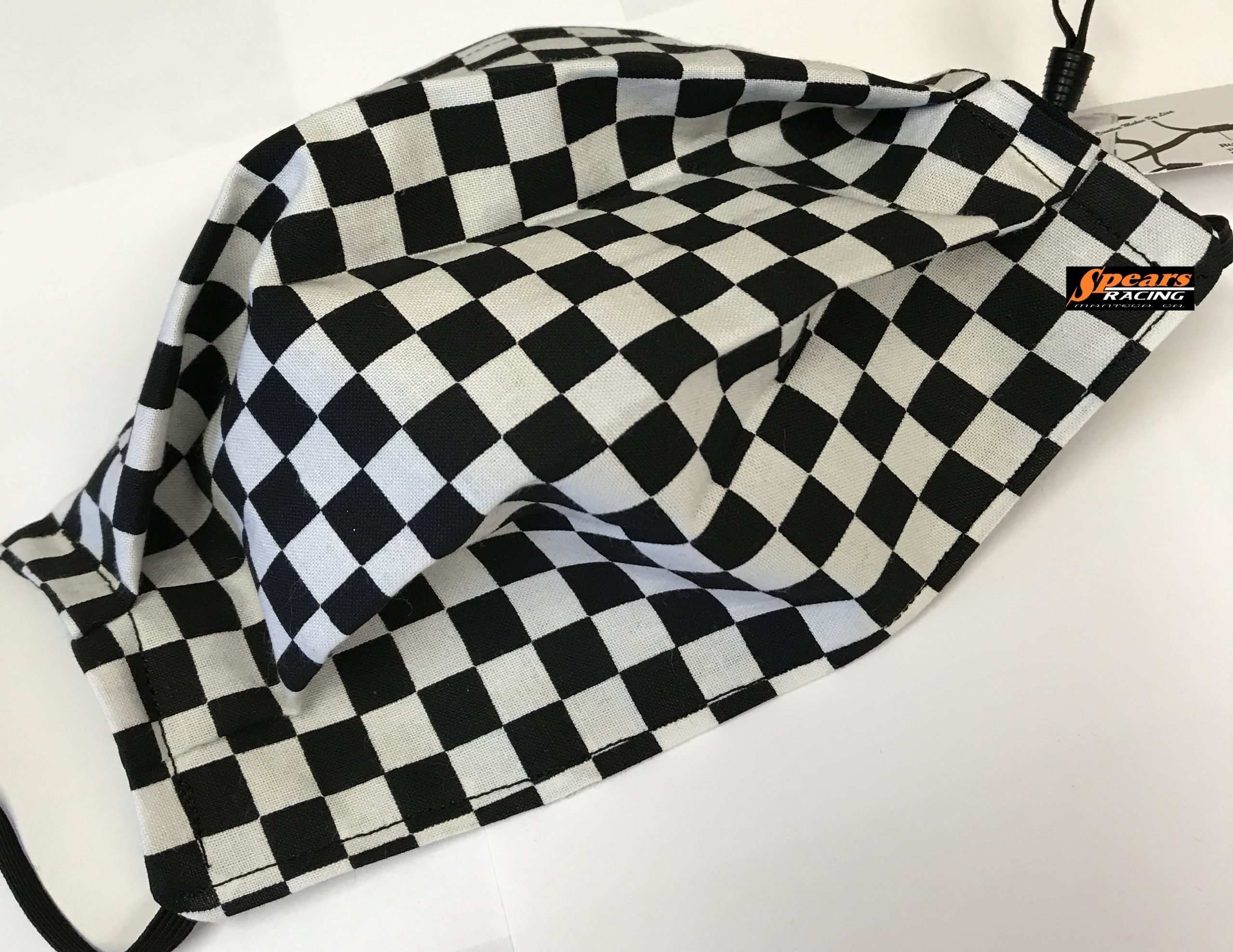 Checkered Flag Mask 2 ply hand made Spears Racing